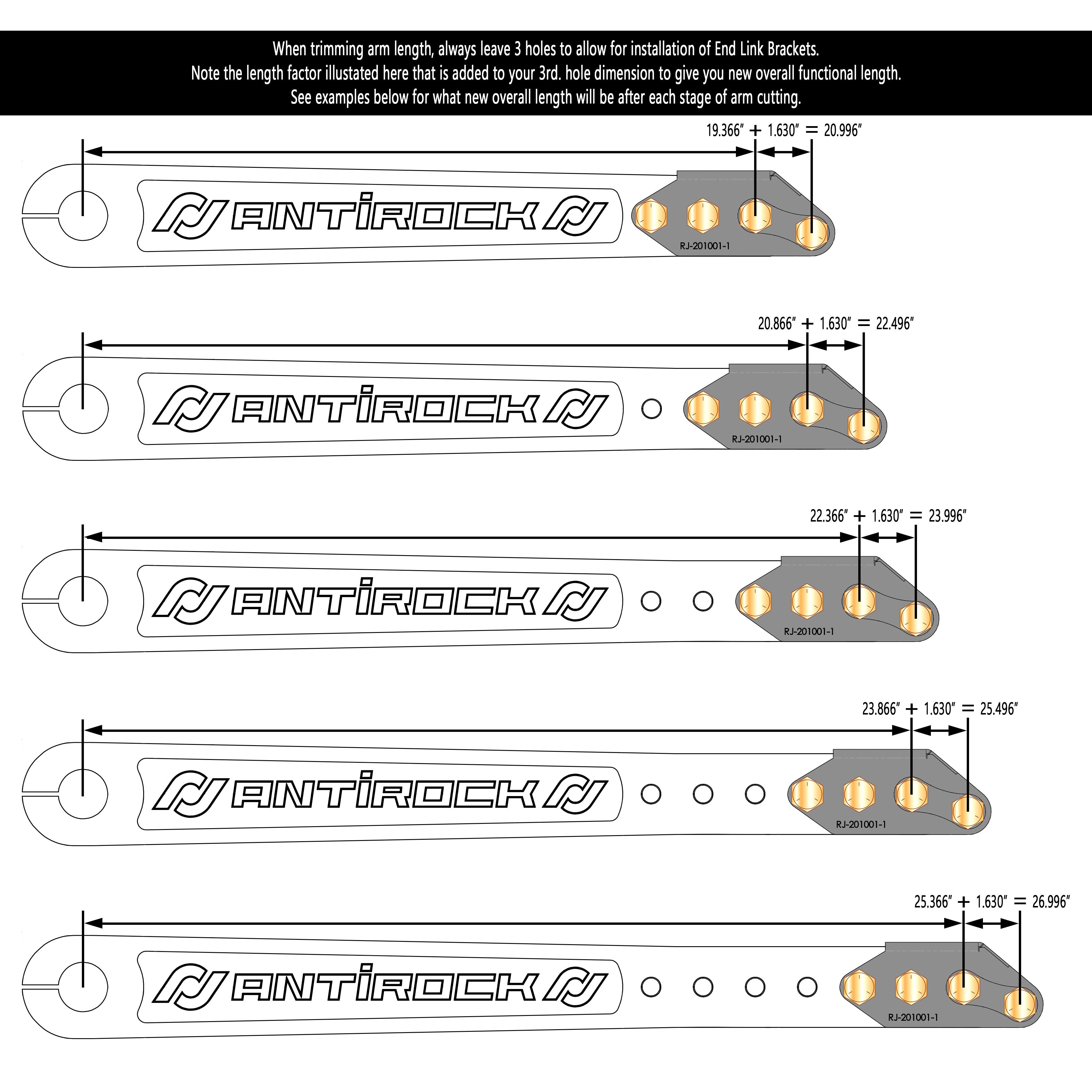 RJ-202005-101 - Antirock Aluminum Pre-Runner Arms (26.67 OAL, 35 spline)