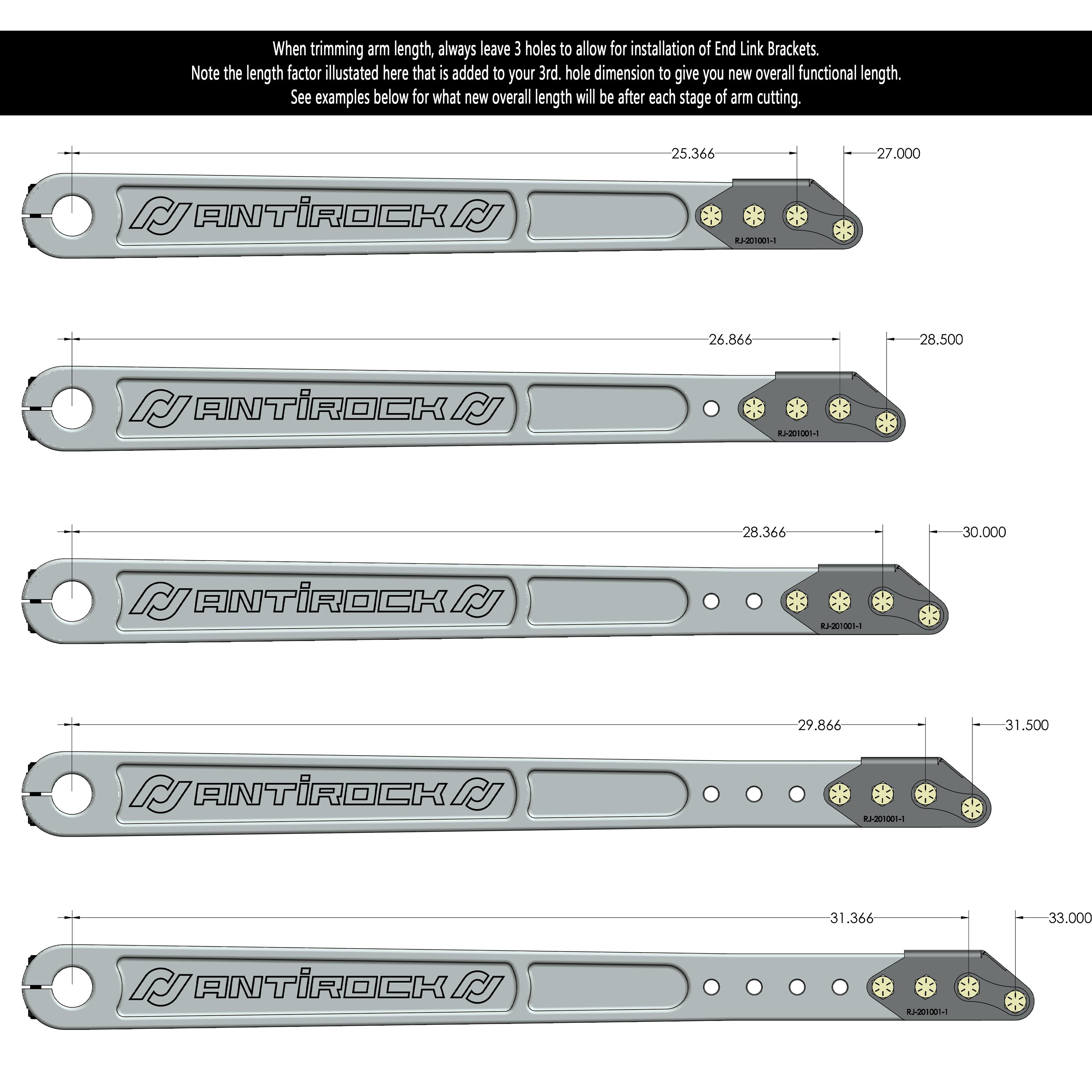 RJ-202005-103 - Antirock Aluminum Pre-Runner Arms (33.67 OAL, 35 spline)