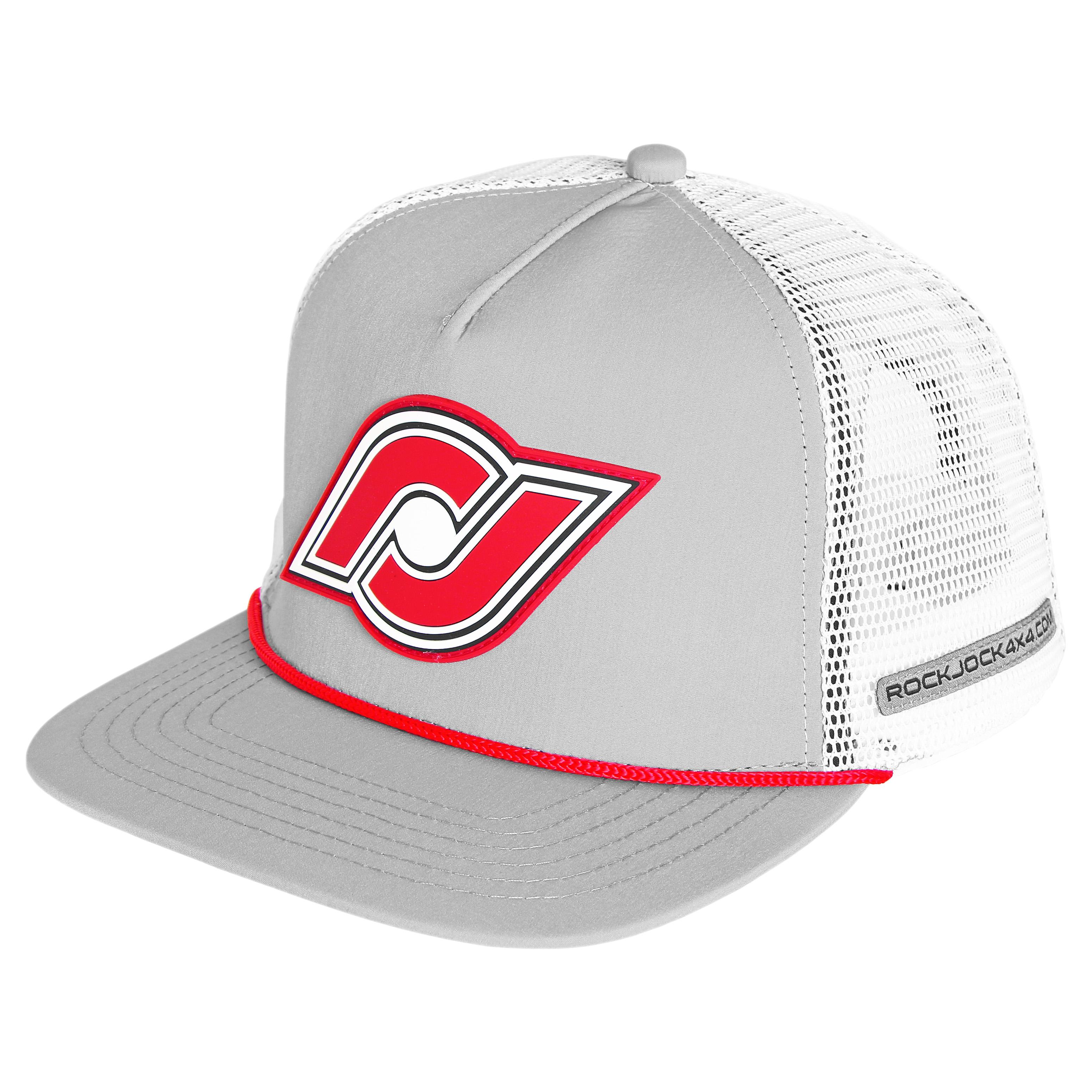 RJ-715010-1 - RockJock Hat (Gray and White w/ Rubber RJ Patch, Mesh ...