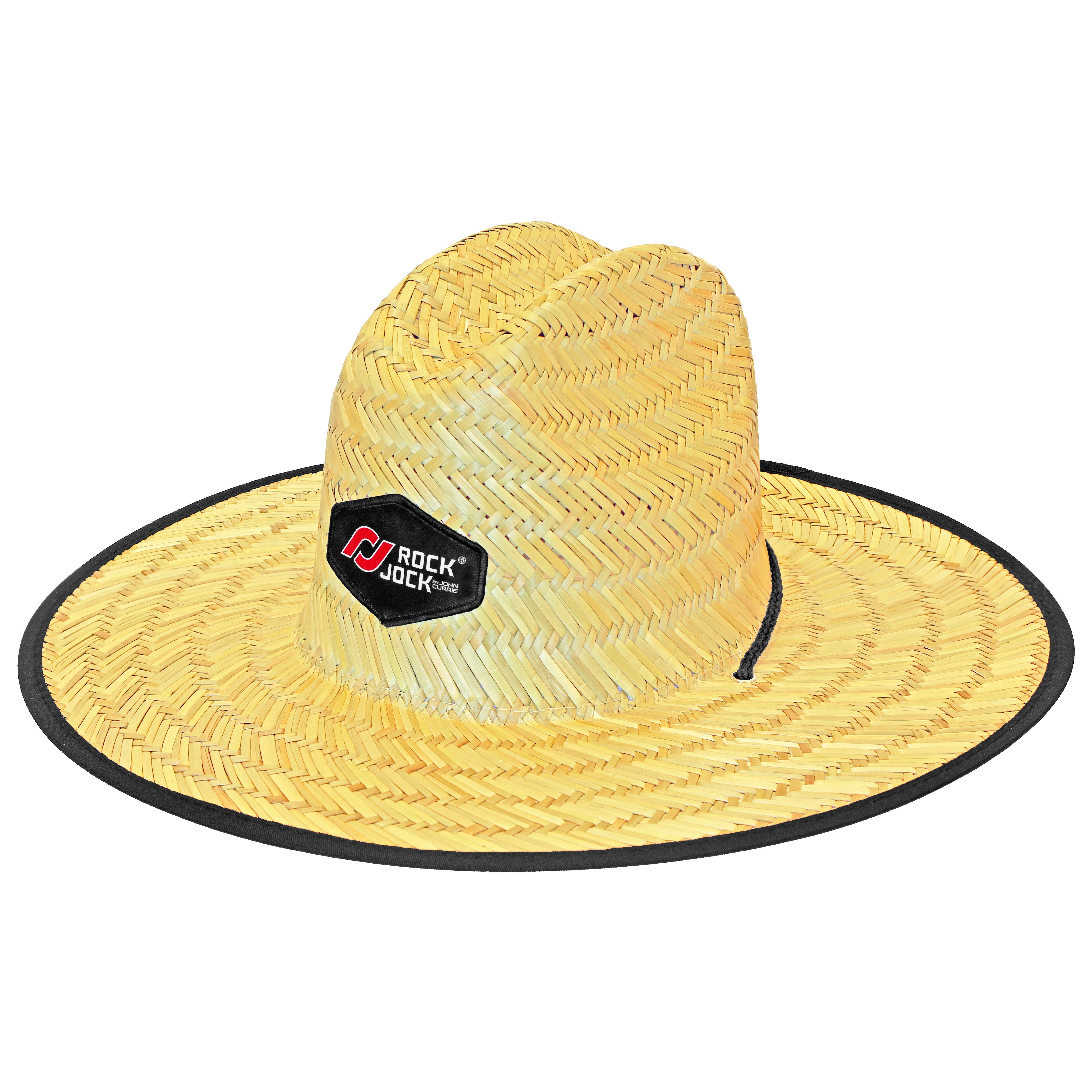 RJ-715013-1 - RockJock Straw Hat - S/M (RJ Logo Patch, Chin Strap String)